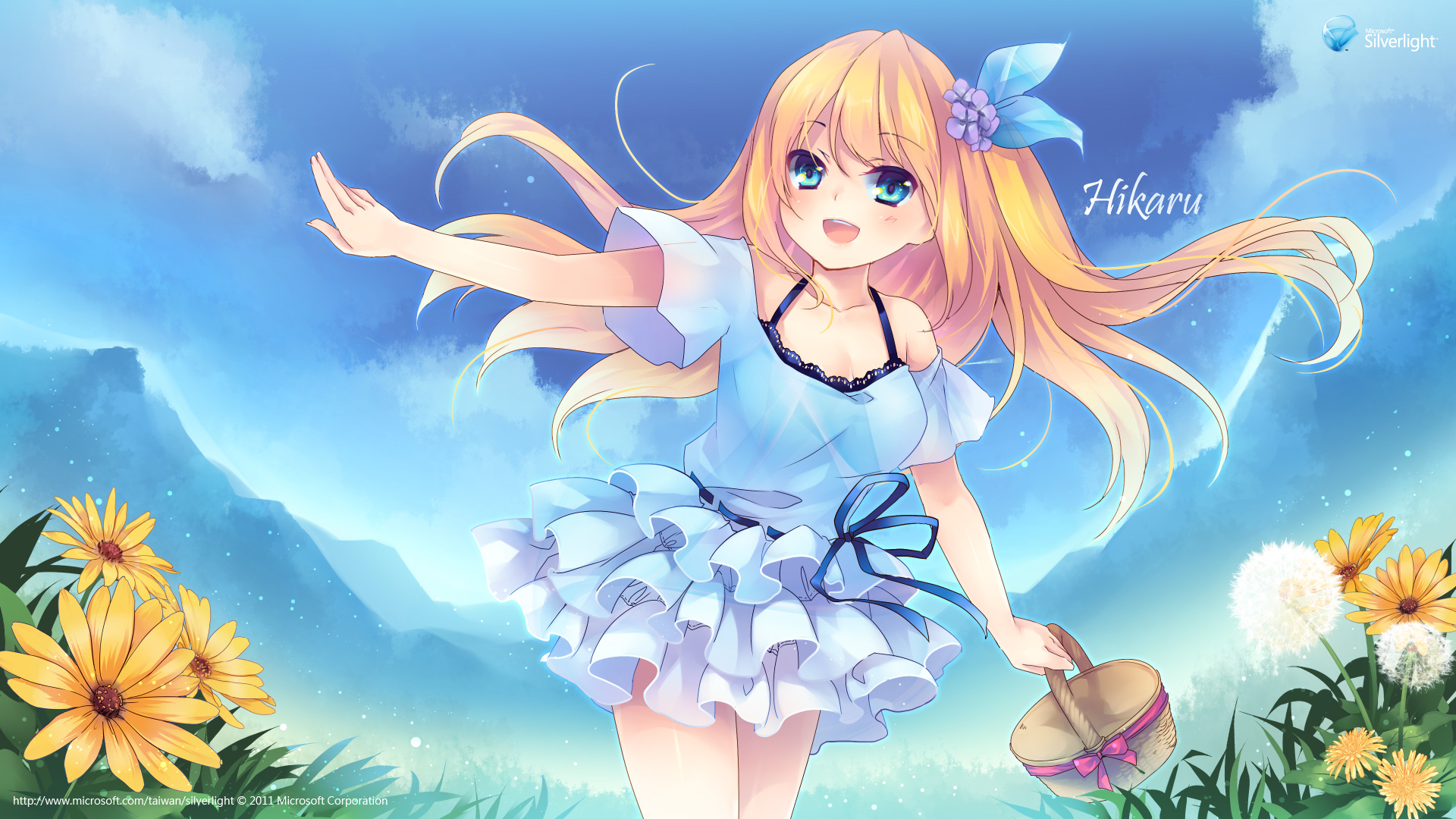 Safebooru - aizawa hikaru blonde hair dress flower frills grass highres ...