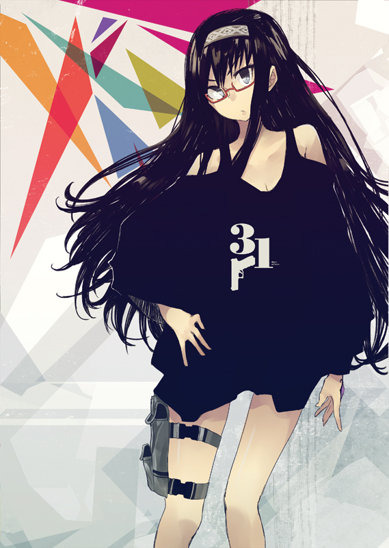 Safebooru - akemi homura alternate costume glasses hairband mahou shoujo madoka magica ochakai ...