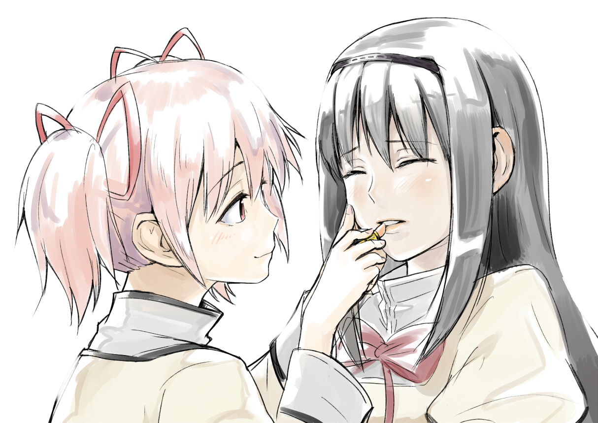 Safebooru - akemi homura bad id black hair blush closed eyes eyes closed face hair ribbon ...