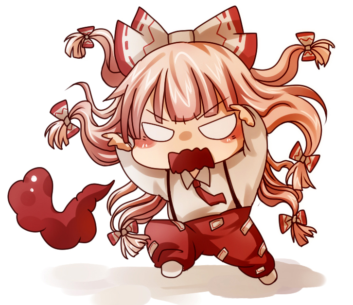 Safebooru - bow chibi dress shirt fujiwara no mokou hair bow long hair ...