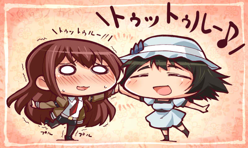 Safebooru - 2girls = = blush chibi jpeg artifacts makise kurisu ...