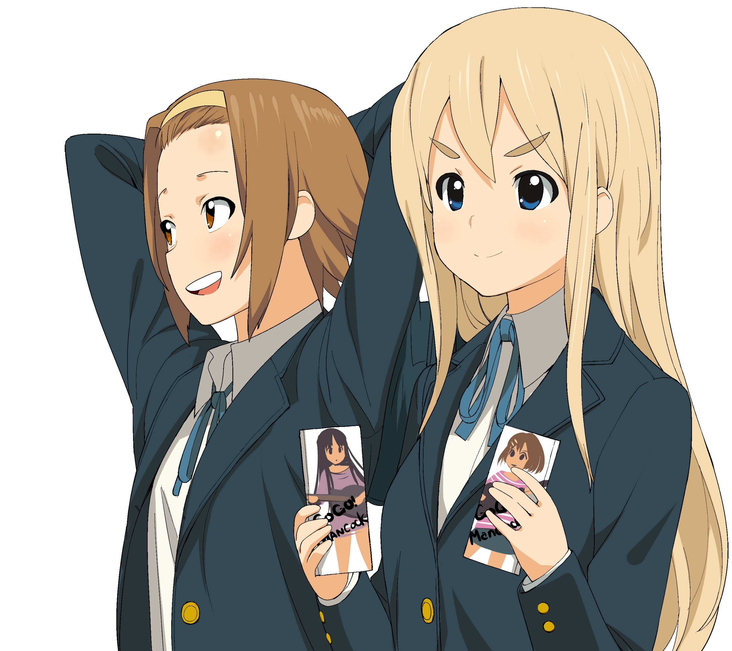 Safebooru - a1 akiyama mio arms behind head blazer blonde hair blue eyes blush brown eyes brown ...