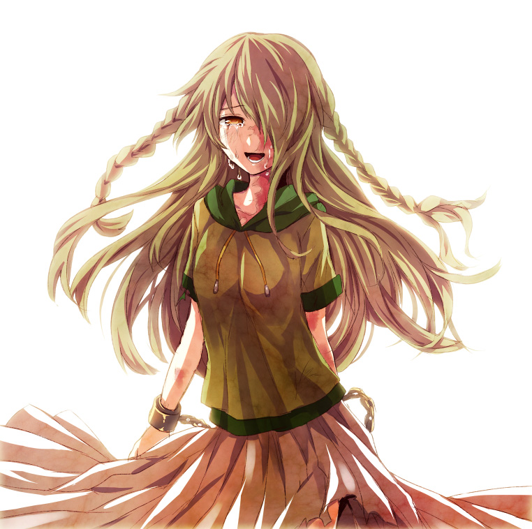 Safebooru - chain chains crying crying with eyes open french braid green hair higanbana no saku ...