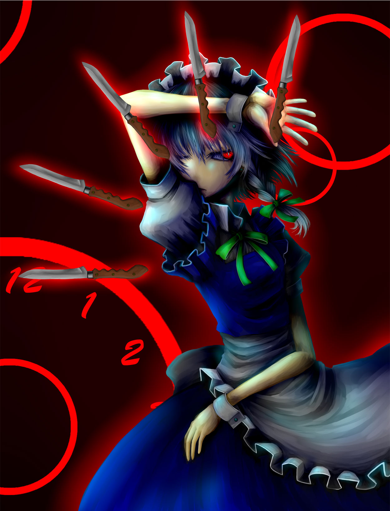 Safebooru - am24 bow braid hair bow hair ornament highres izayoi sakuya ...
