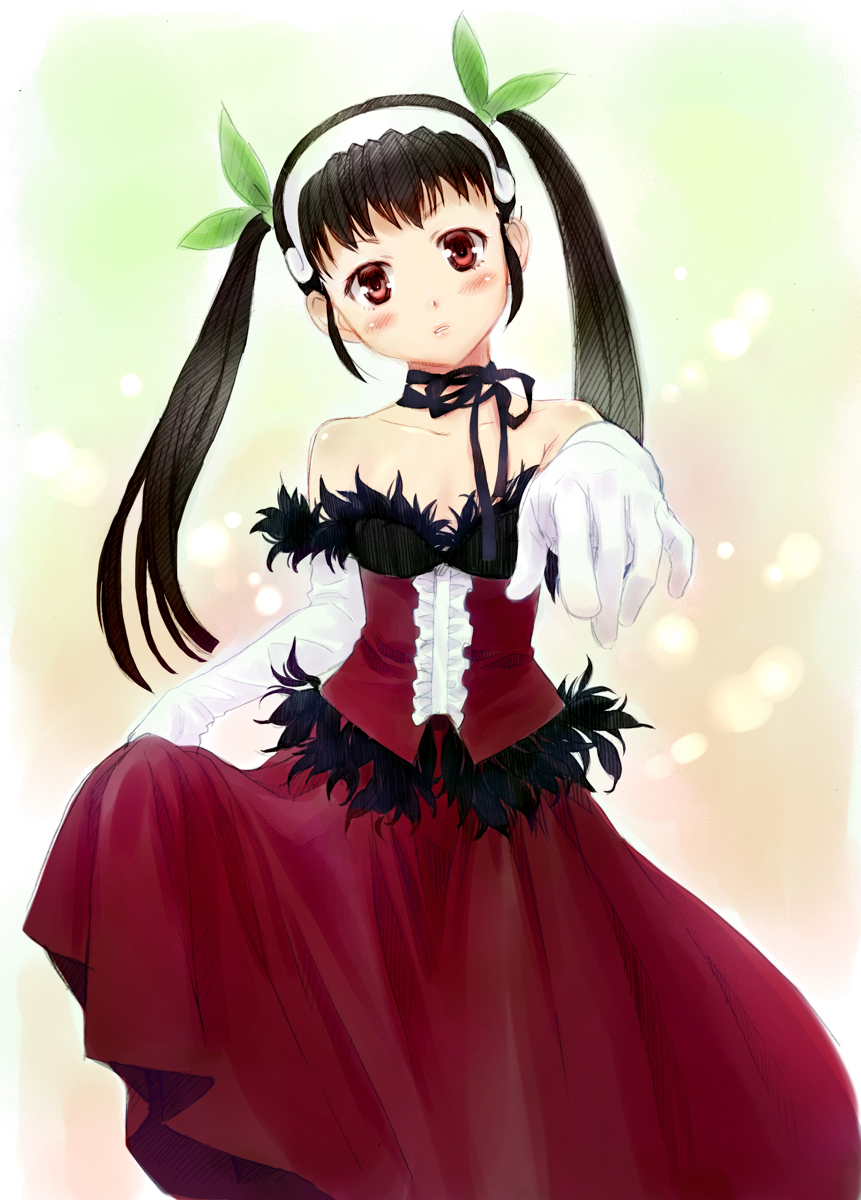 Safebooru - bakemonogatari bare shoulders black hair blush collarbone ...