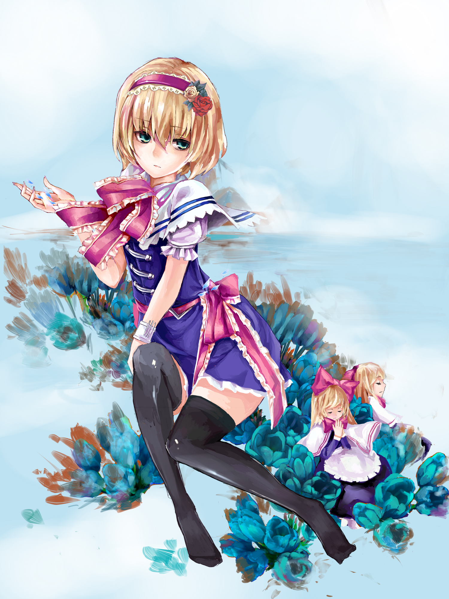 Safebooru - alice margatroid antediluvian bad id black legwear blonde hair blue eyes capelet ...
