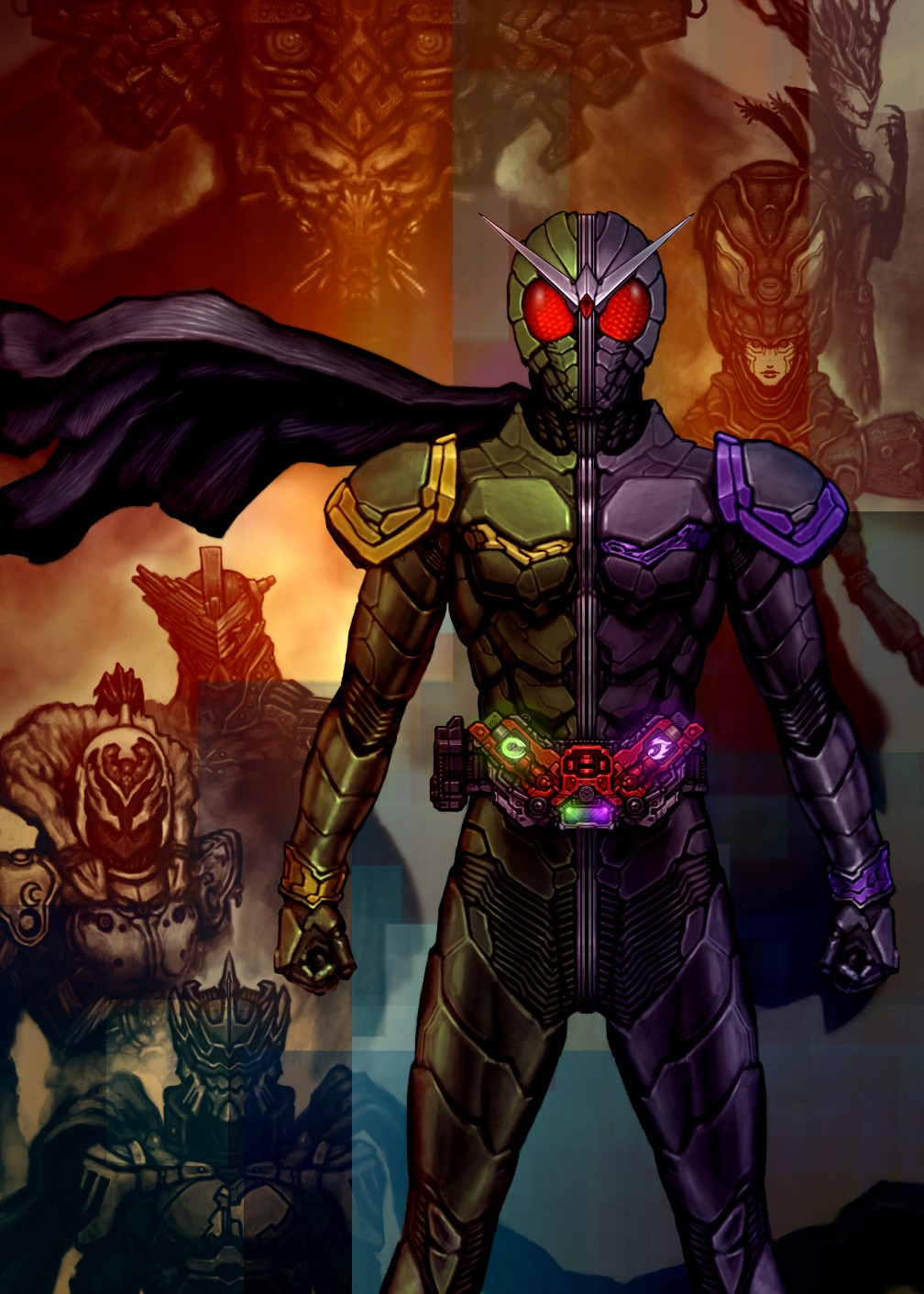 Safebooru - belt clay doll dopant compound eyes gaia memory highres ...