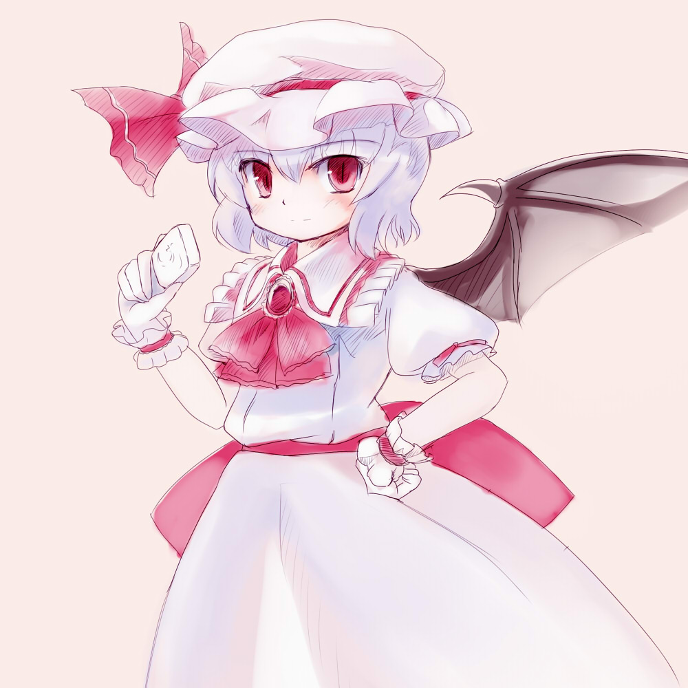 Safebooru - blue hair blush chipika hand on hip hat hips red eyes ...