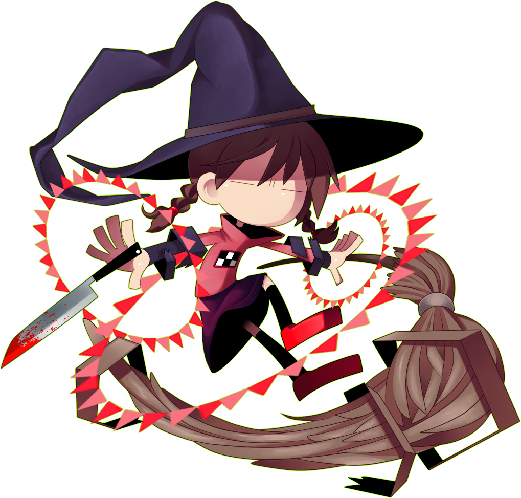 Safebooru - bad id blood braid broom brown hair closed eyes dual ...