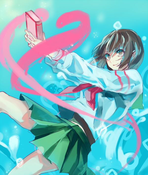 Safebooru - bob cut brown eyes brown hair bubble diary mawaru ...