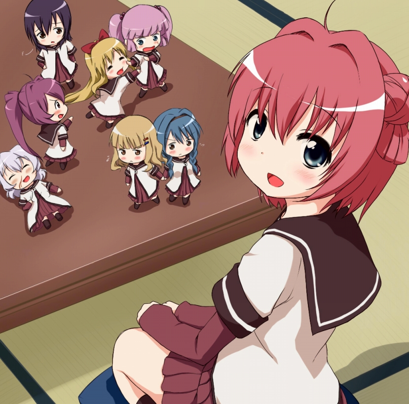 Safebooru - :d ahoge akaza akari black hair black legwear blonde hair blood blue eyes blue hair ...