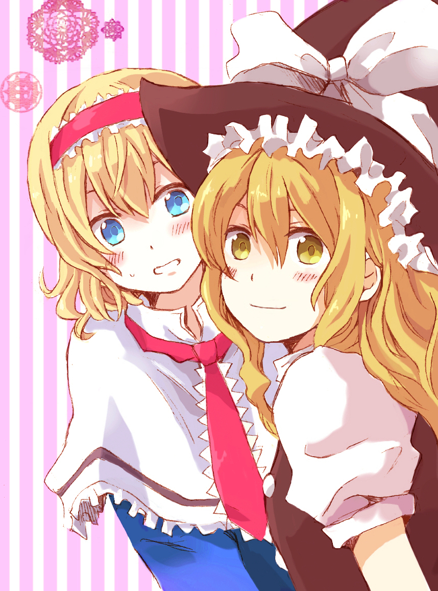 Safebooru - alice margatroid ame saki blonde hair blue eyes blush bow capelet hairband hat hat ...