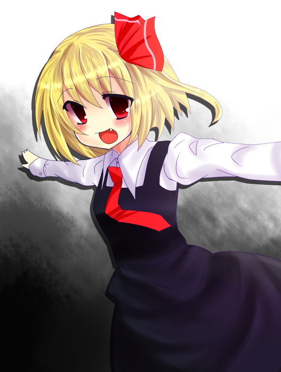 Safebooru - blonde hair fang hair ribbon kohaku. necktie no nose red ...