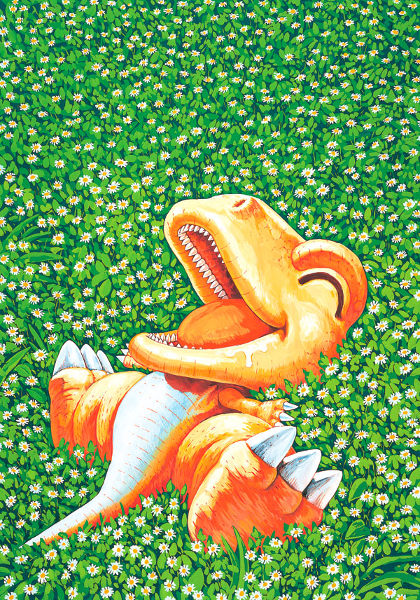 Safebooru - closed eyes dinosaur drooling eyes closed flower flower ...