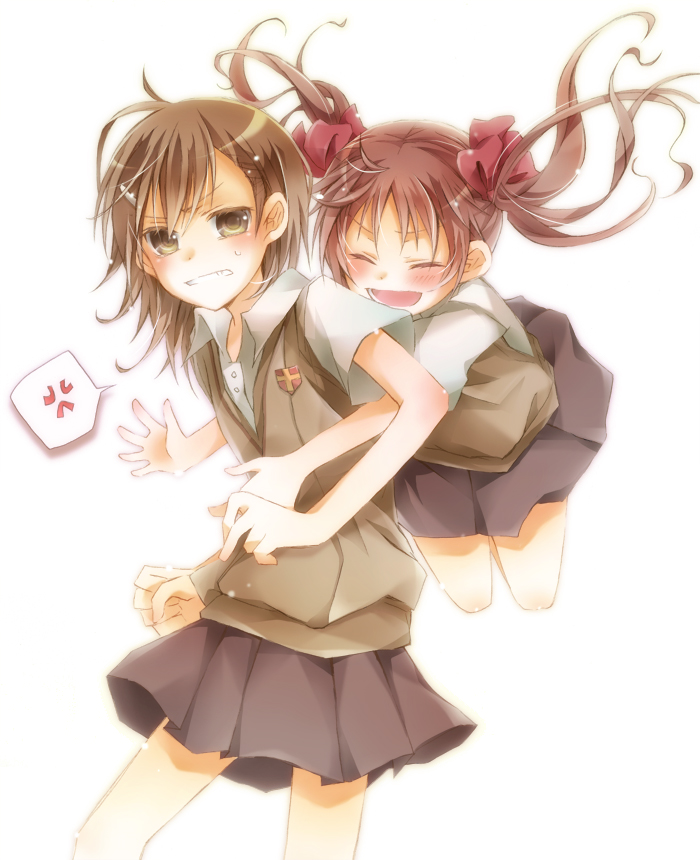 Safebooru 2girls Blush Brown Eyes Brown Hair Closed Eyes Cosora Hair 0076
