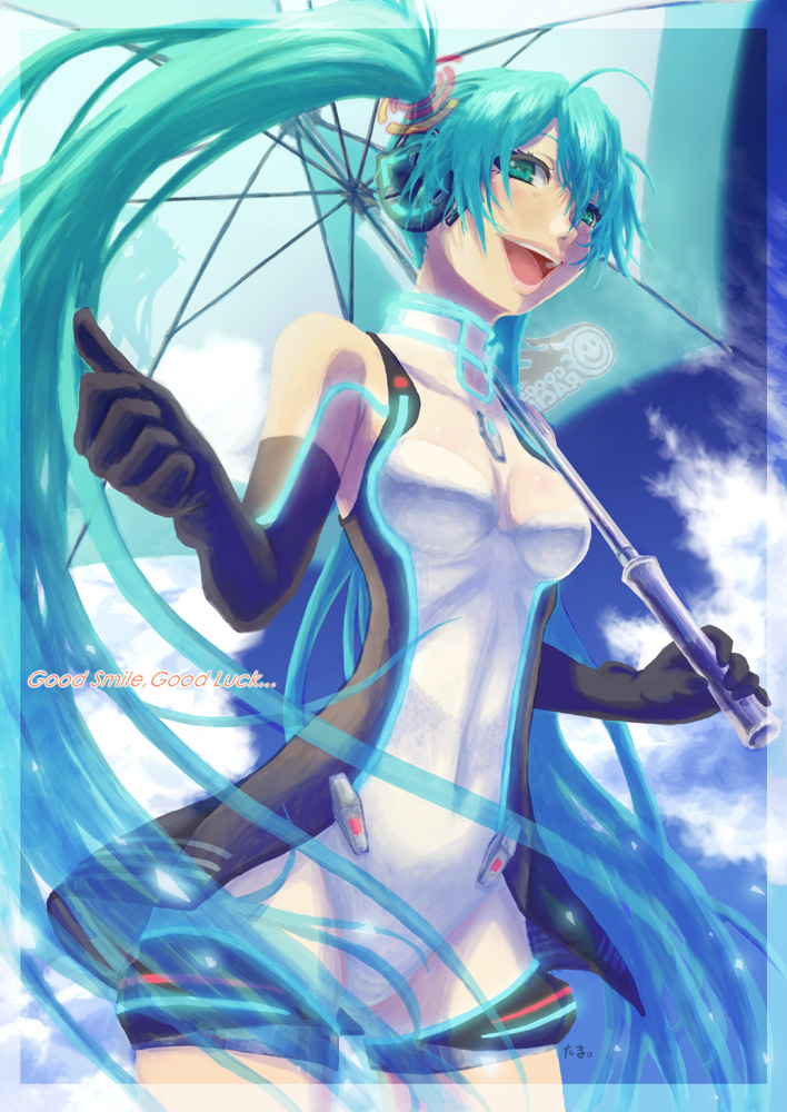 Safebooru - aqua eyes aqua hair elbow gloves gloves hatsune miku headphones long hair open mouth ...