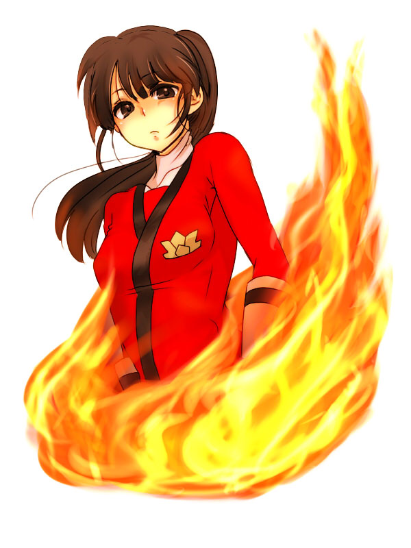Safebooru - brown eyes brown hair fire gloves ponytail samurai sentai ...