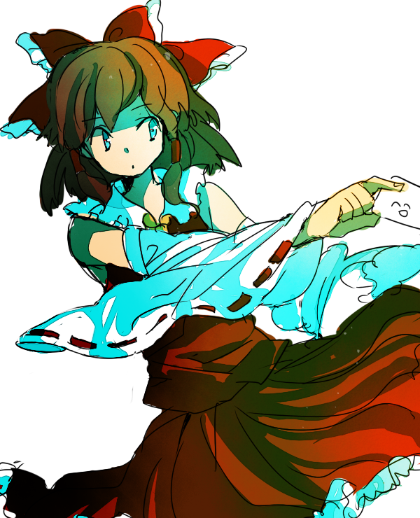 Safebooru - brown hair detached sleeves hakurei reimu hands miko nomoto (tinami) simple ...