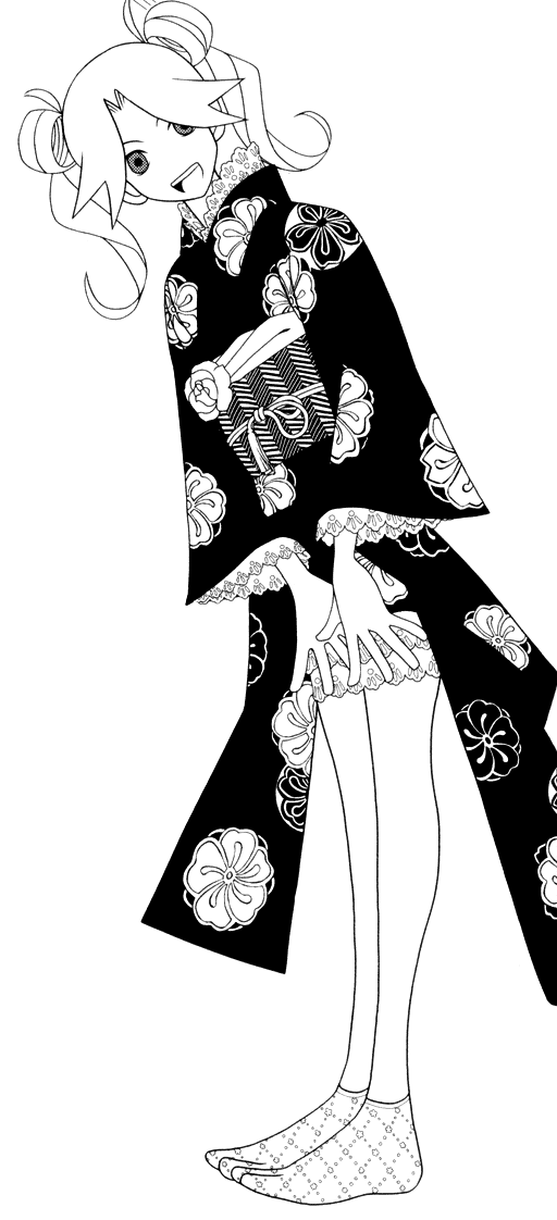 Safebooru - blonde hair embarrassed japanese clothes kimono kimura kaere kumeta kouji monochrome ...