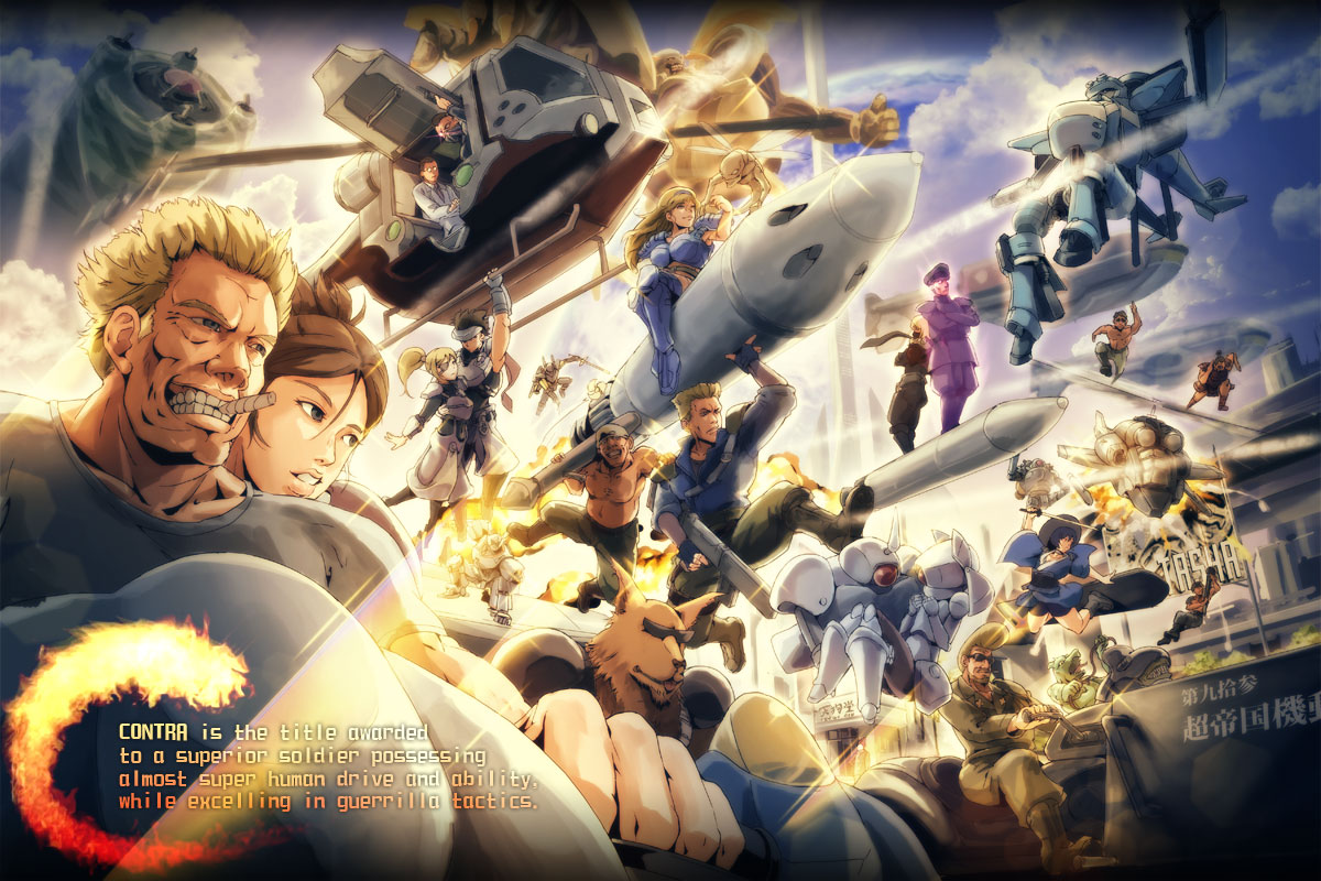 Safebooru - 90s aircraft alien bahamut (hard corps) bandana battle bill ...