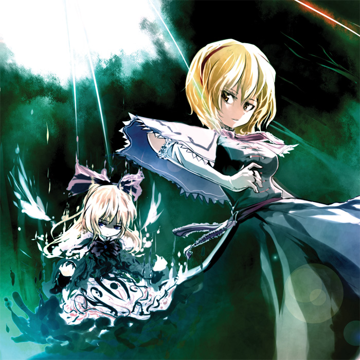 Safebooru - alice margatroid bangs belt black dress blonde hair blue dress blue eyes bow capelet ...