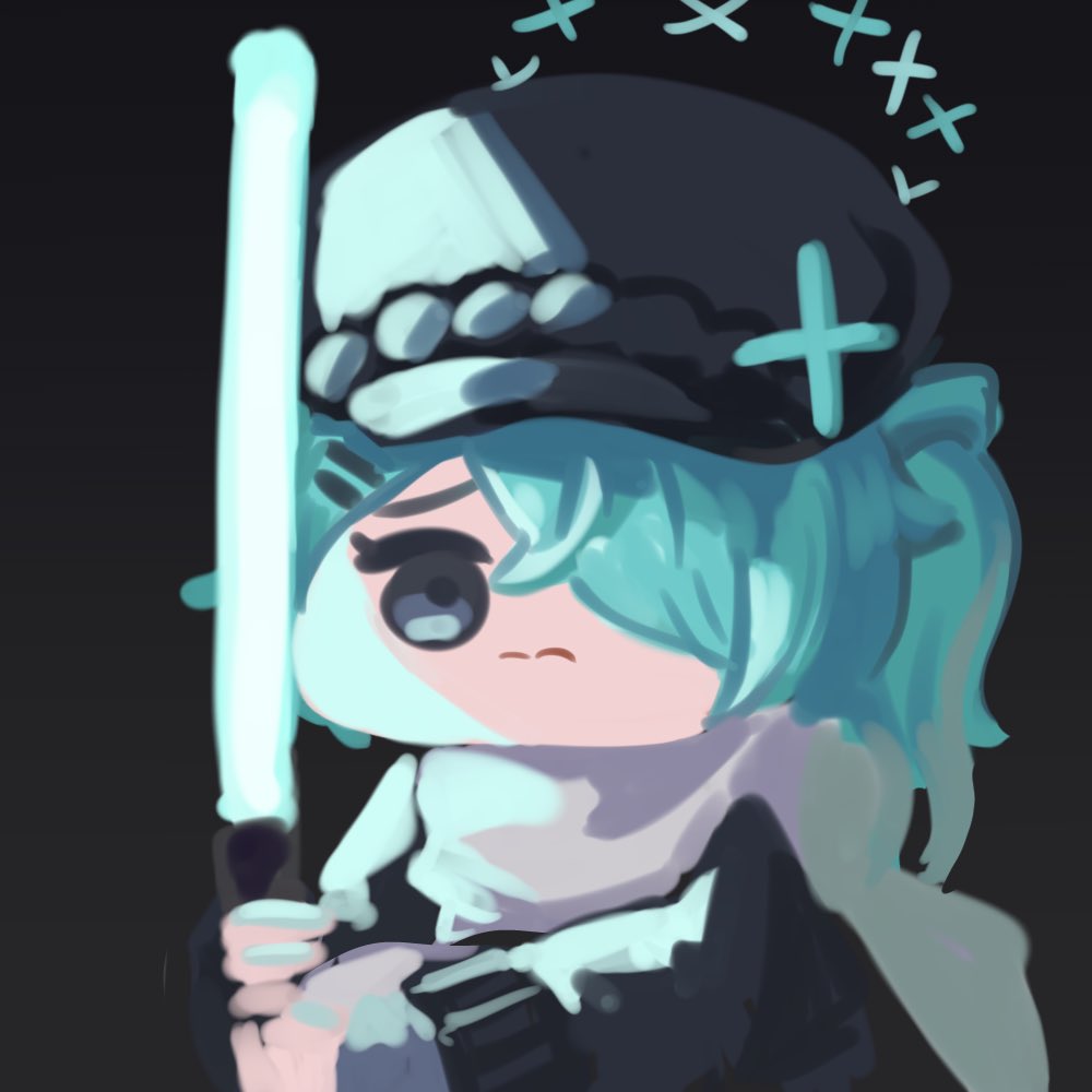 Safebooru - aqua hair aqua halo black background black eyes black hat ...