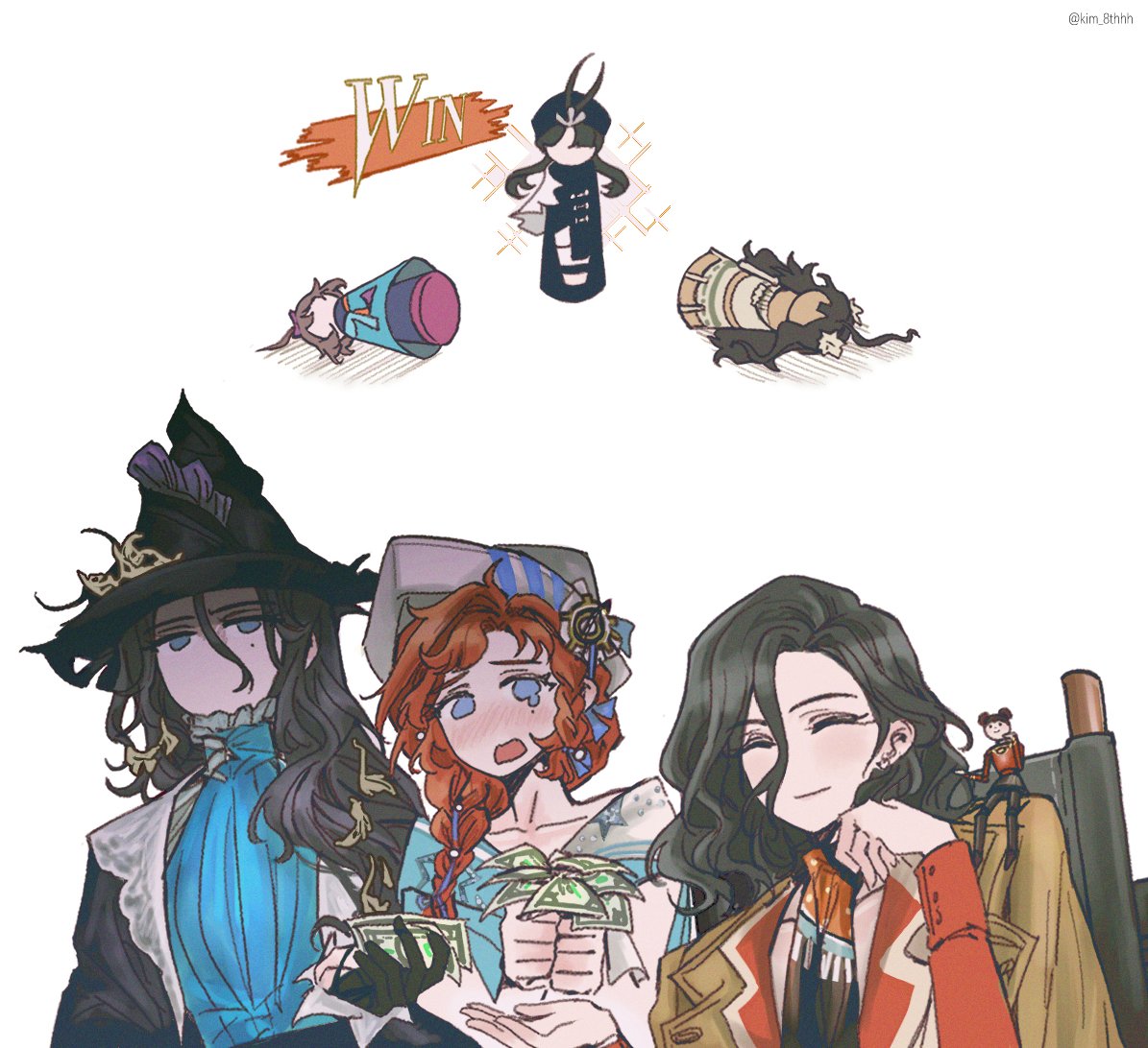 Safebooru - 6+girls :o ^ ^ banknote barcarola (reverse:1999) black cape ...