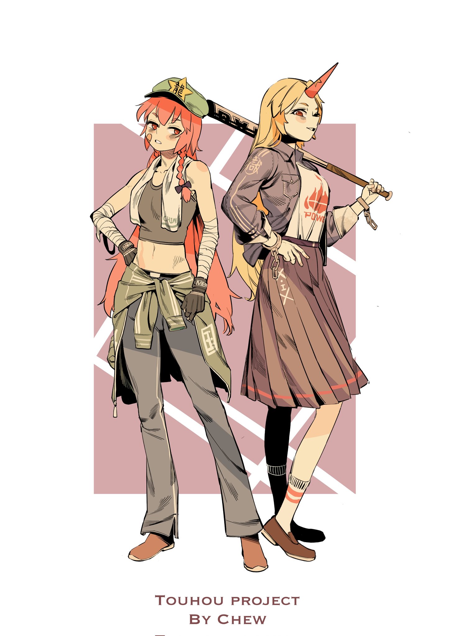 Safebooru - 2girls alternate costume alternate headwear artist name bandaged arm bandages ...