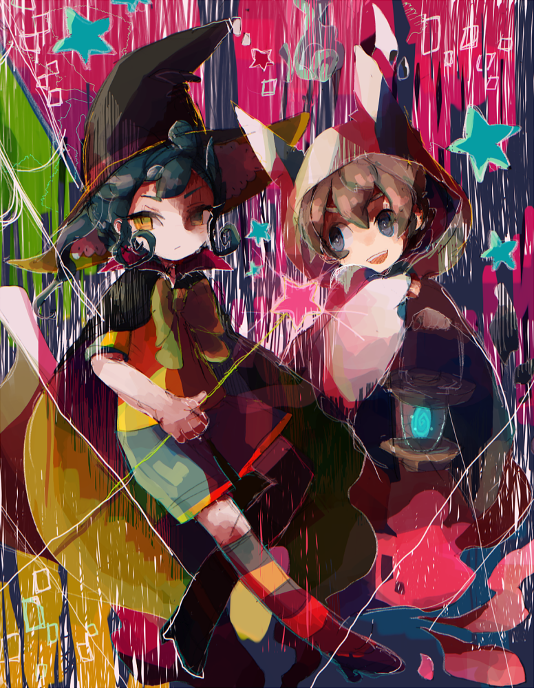 Safebooru - bad id blue eyes brown hair cloak costume halloween hat ...