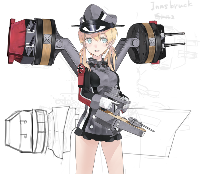 Safebooru - 1girl black skirt blonde hair blue eyes cowboy shot fujibejifu gloves hat holding ...