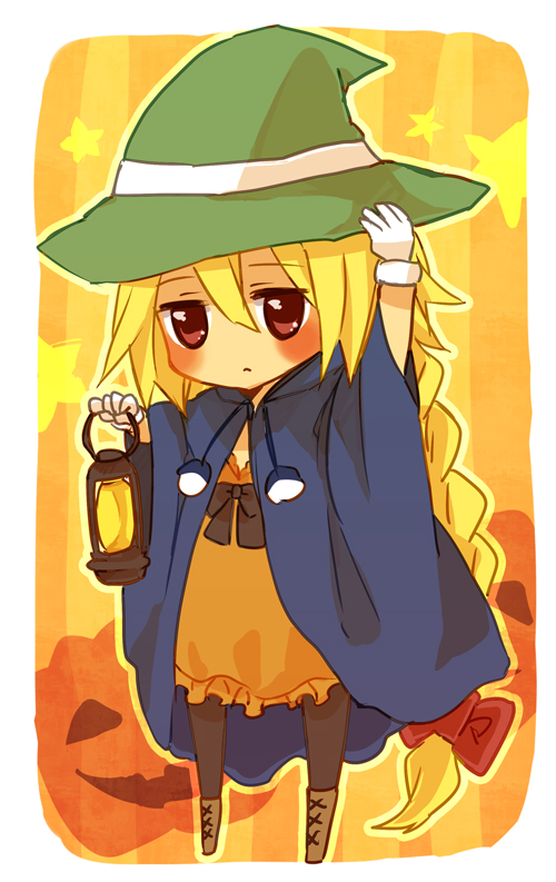 Safebooru Blazblue Blonde Hair Blush Braid Chibi Halloween Hat Lambda 5628