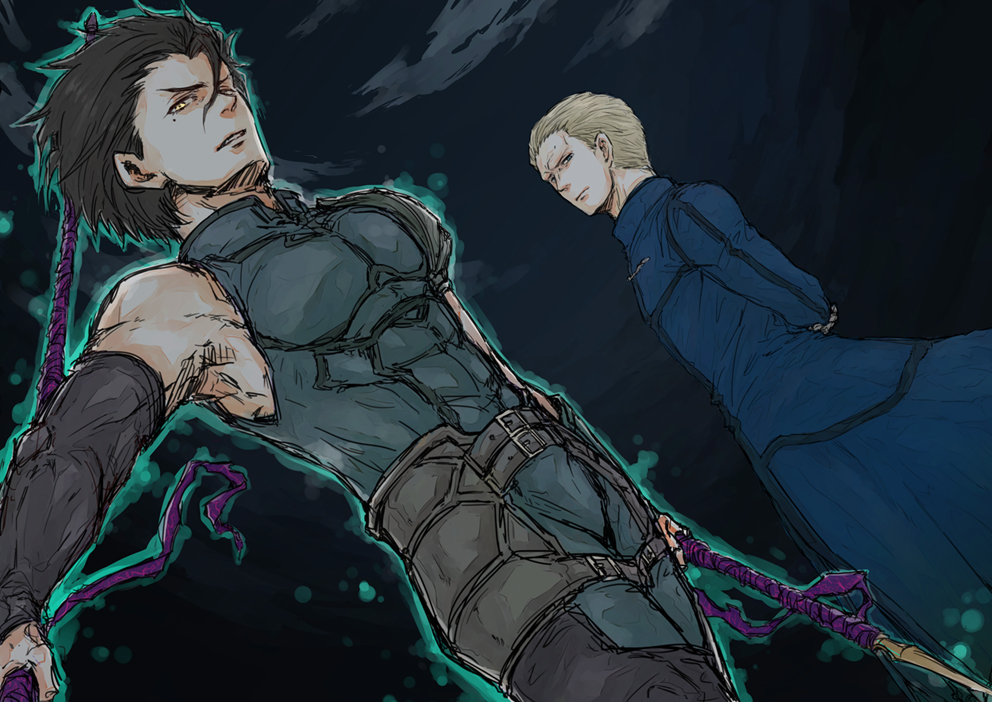 Safebooru - bad id black hair blonde hair blue eyes dutch angle fate ...