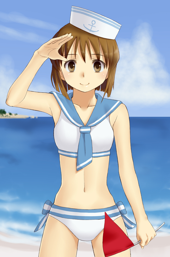 Safebooru - 1girl brown eyes brown hair flag ginnote hagiwara yukiho idolmaster idolmaster ...
