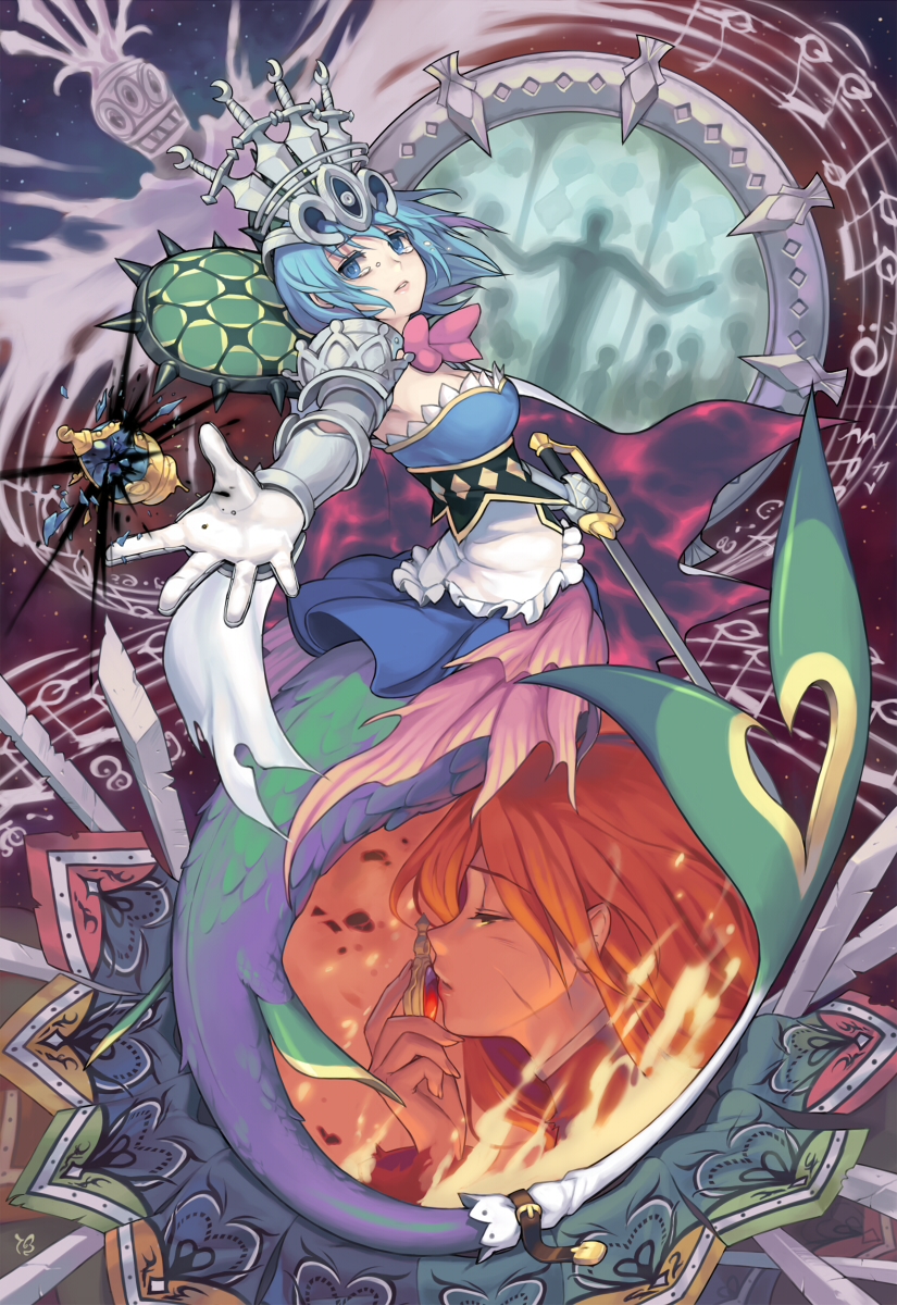 Safebooru - armor armored dress blue eyes blue hair broken buckle ...