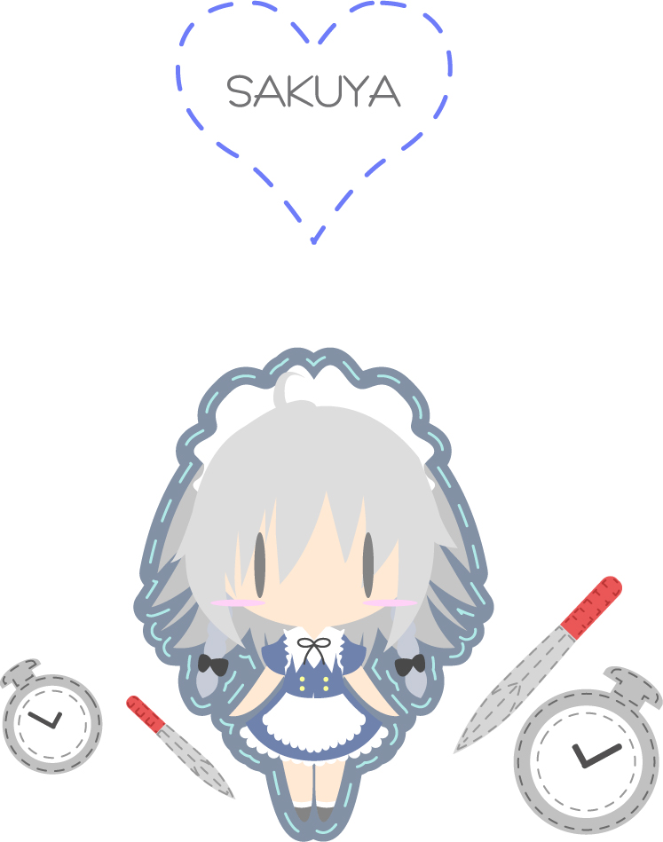 Safebooru - alice4127 braid chibi izayoi sakuya knife maid headdress ...
