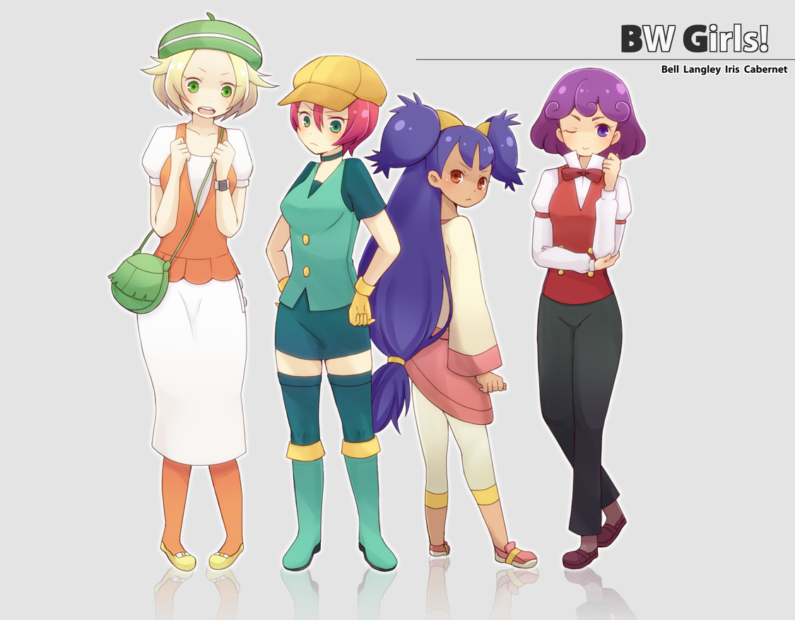 Safebooru - aina123 bag bel (pokemon) beret big hair blonde hair blue eyes blue hair cabbie hat ...
