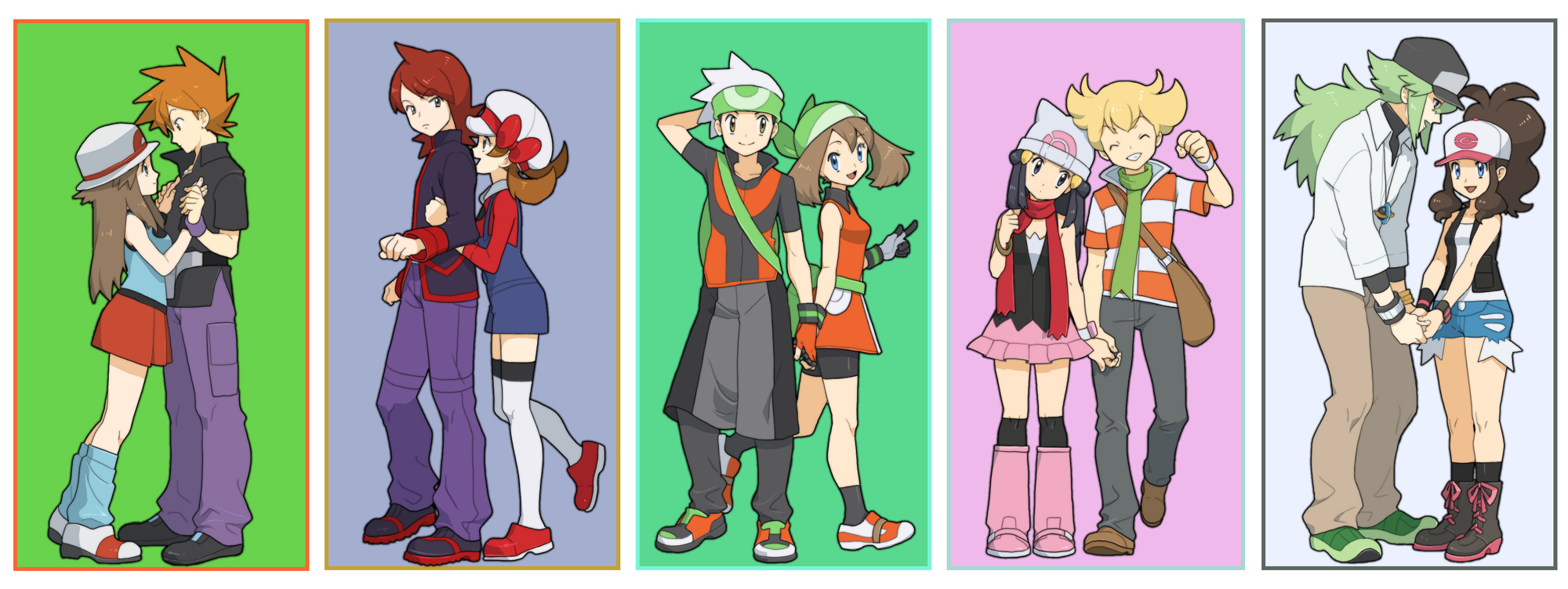 Safebooru - 5girls alternate color alternate costume alternate hairstyle bandana baseball cap ...