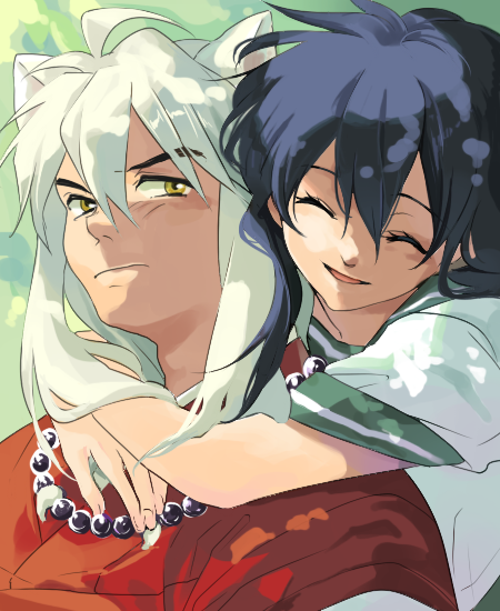 Safebooru - 1girl closed eyes eyes closed happy higurashi kagome hug ...