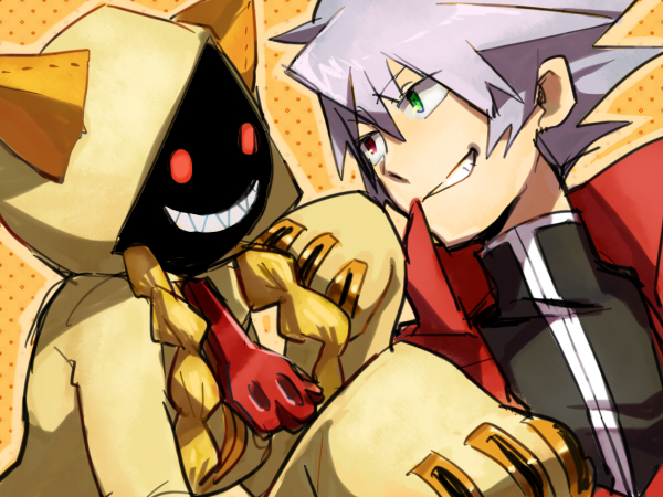 Safebooru - blonde hair braid desu eyes friends grey hair grin ...