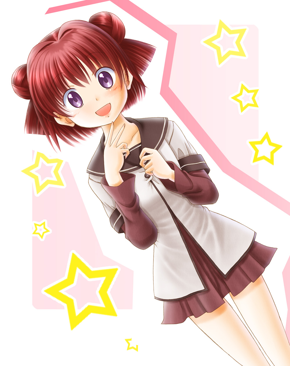 Safebooru - akaza akari blush dutch angle highres nashigami tsubute open mouth purple eyes red ...