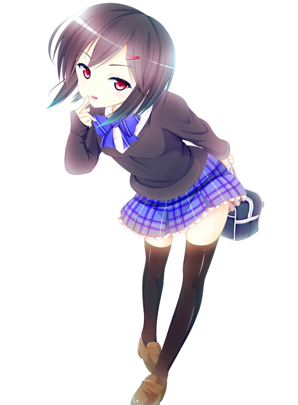 Safebooru - bad id finger to mouth highres kinta (distortion) leaning ...