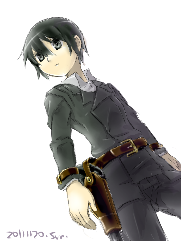 Safebooru - androgynous belt black eyes black hair formal fujimoto ...