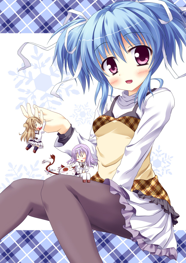 Safebooru - amaha miu animal blonde hair blue hair blush cat chibi ...