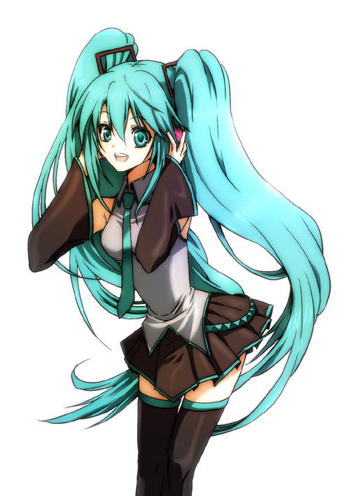 Safebooru - aqua eyes aqua hair detached sleeves hands on headphones hatsune miku headphones ...
