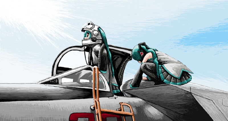 Safebooru - fighter jet hatsune miku helmet jet ladder mig-25 military ...