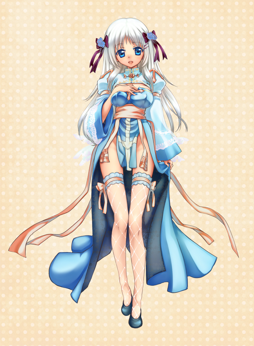 Safebooru - archbishop blue eyes bow cross fishnet legwear fishnet stockings fishnets garters ...