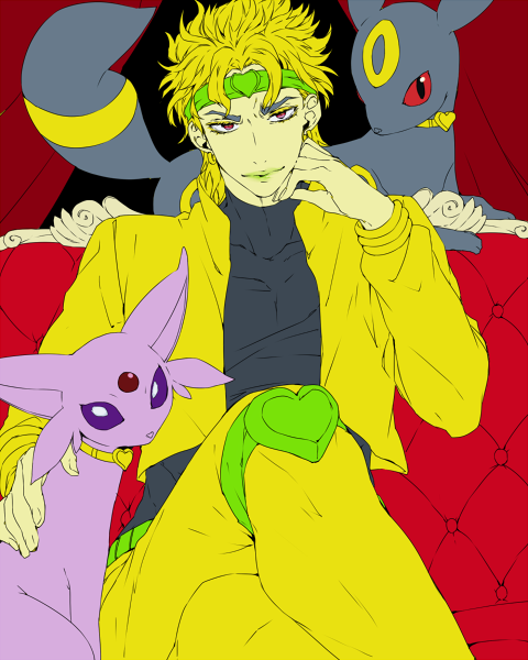 Safebooru - 1boy blonde hair crossover dio brando espeon headband heart jojo no kimyou na bouken ...