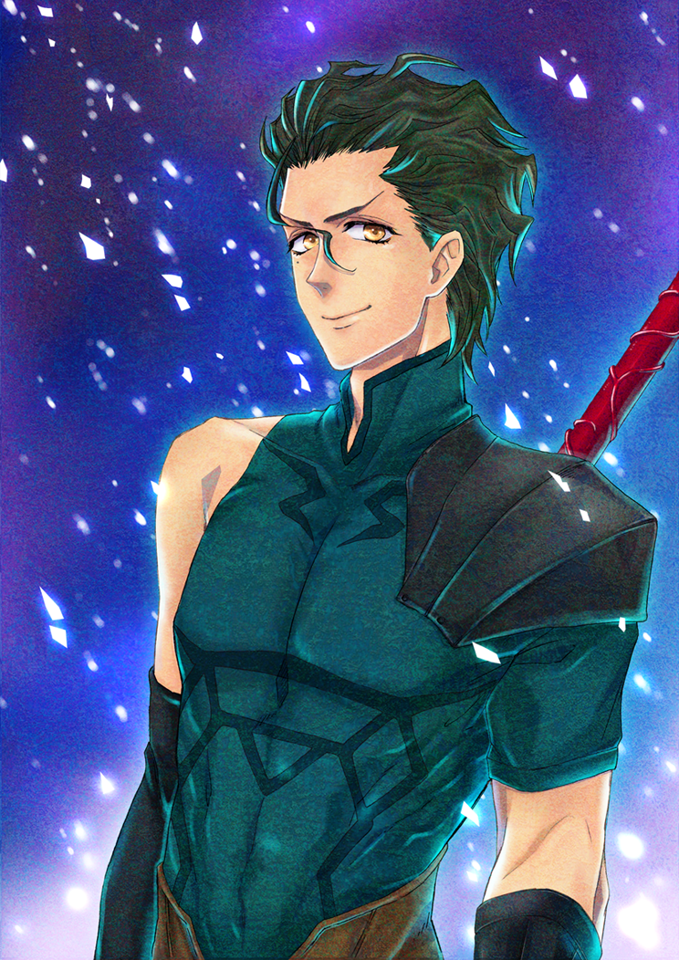 Safebooru - ahoge black hair blue background edozakura fate/zero fate ...