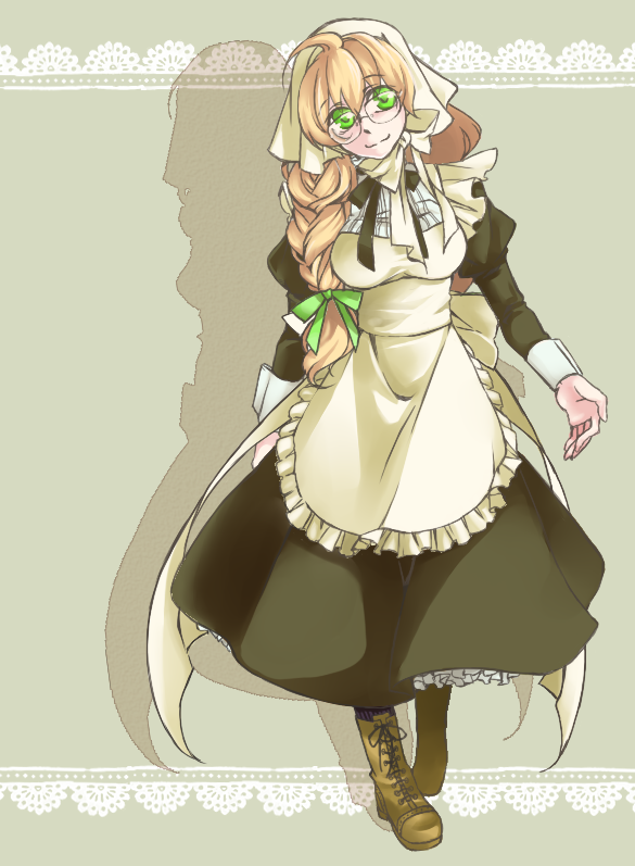 Safebooru - ahoge alternate costume alternate hairstyle apron blazblue blonde hair boots braid ...