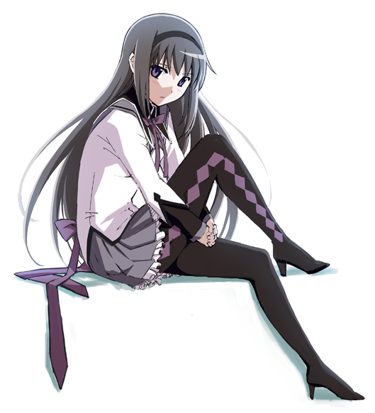Safebooru - akemi homura argyle argyle legwear ayukko (forest village) black hair black legwear ...
